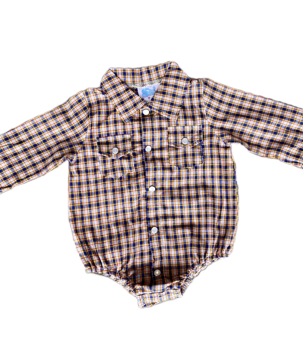 Shea Baby Infant/Toddler Plaid Snap Onesie - Cowpokes Work and Western