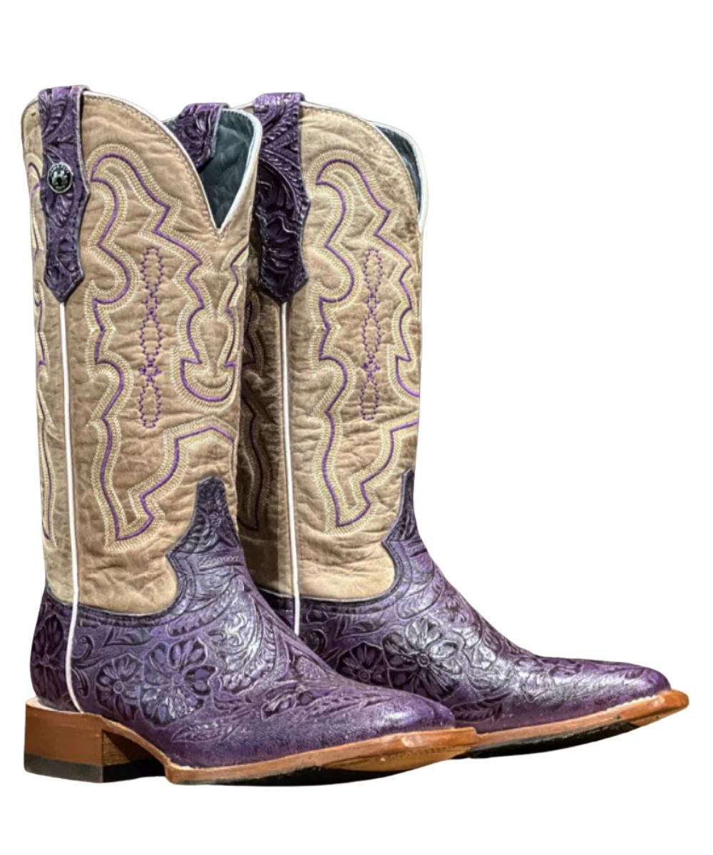 Tanner Mark Women's Floral Tooled Boot - Cowpokes Work and Western