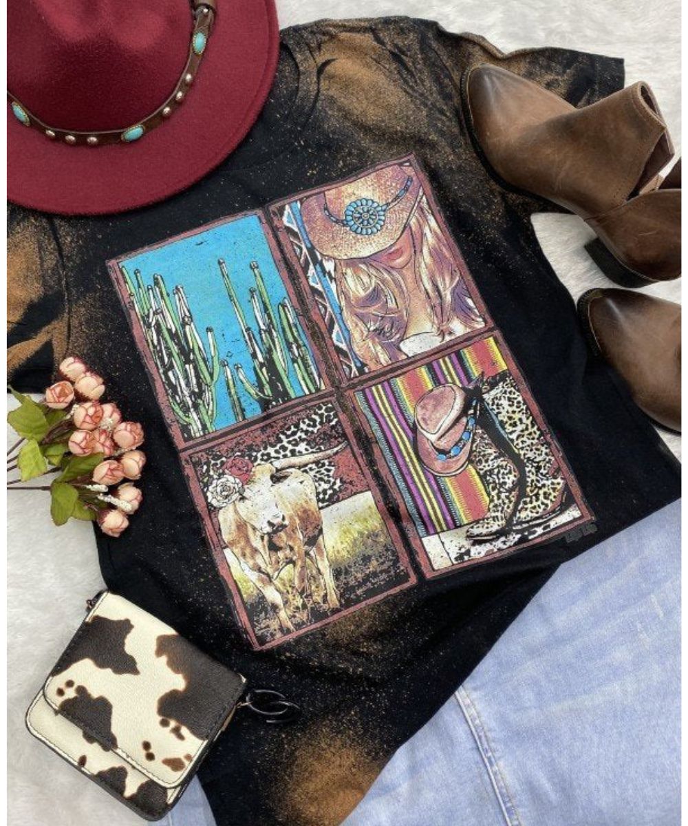 L And B Life Women's Western Frame Tee - Cowpokes Work & Western