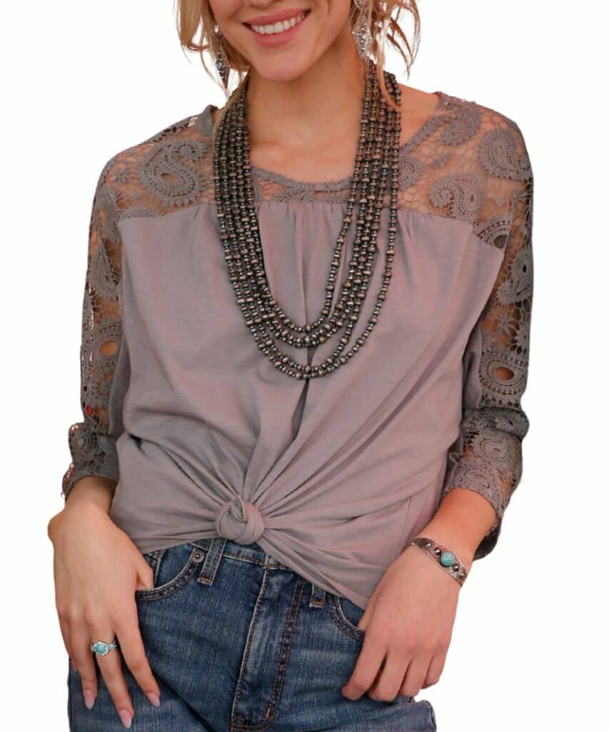 Cruel Girl Women's Knit Lace Blouse - Cowpokes Work & Western