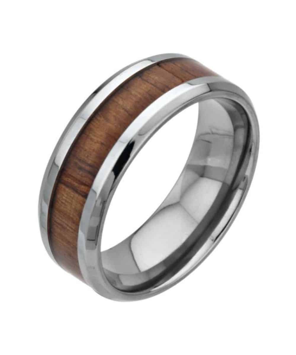 Inox Men's Wood Inlay Ring - Cowpokes Work & Western